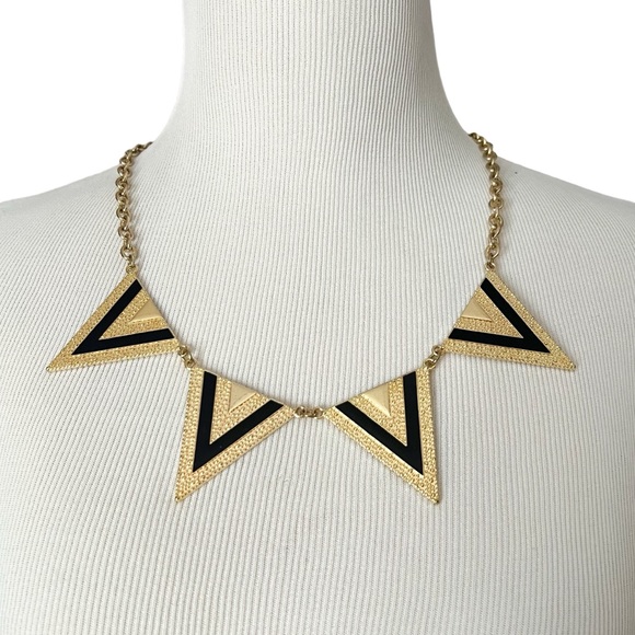 Jewelry | Gold And Black Metal Triangle Statement Necklace | Poshmark